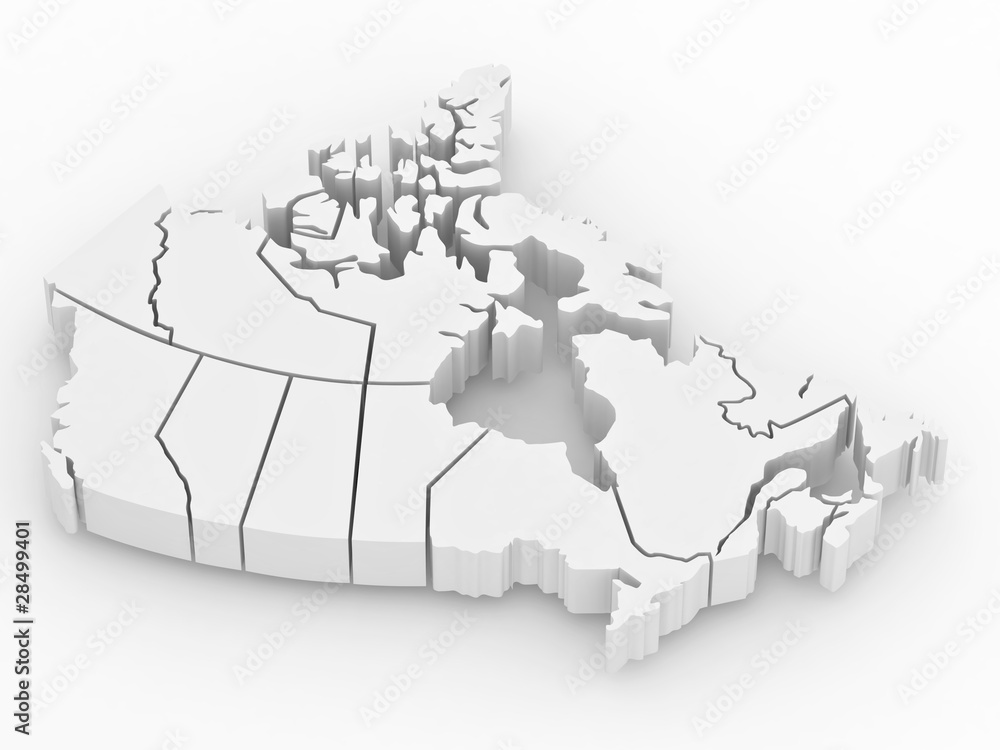 Three-dimensional map of Canada. 3d Stock Illustration | Adobe Stock