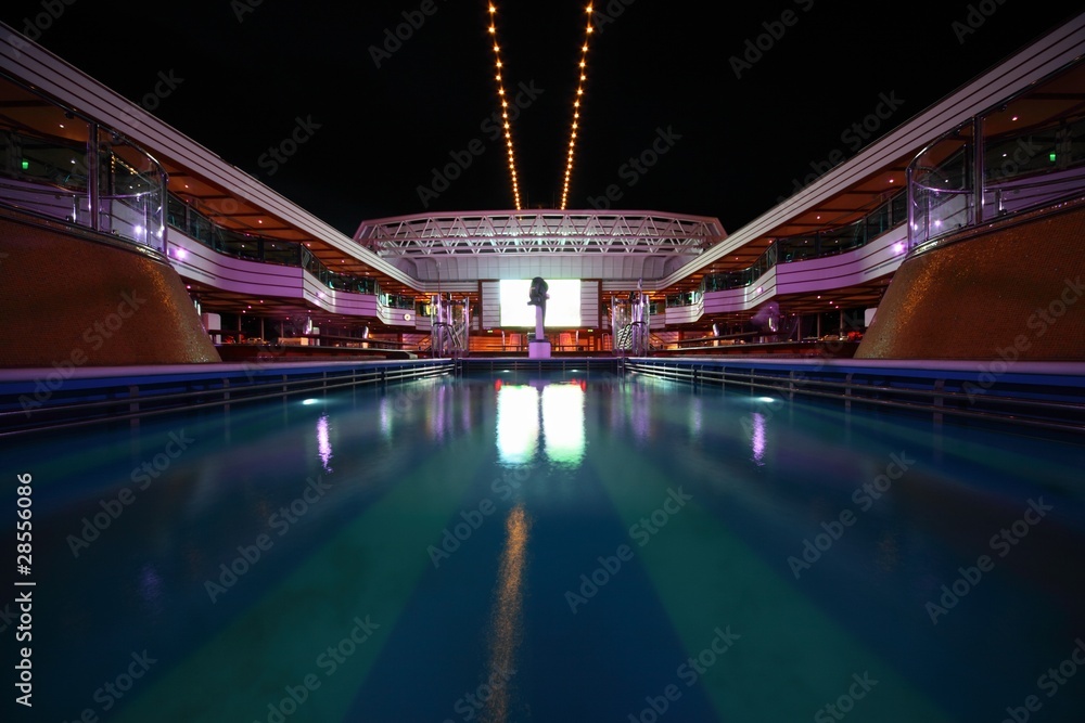 Overview of swimming pool in deck of cruise ship Stock Photo | Adobe Stock