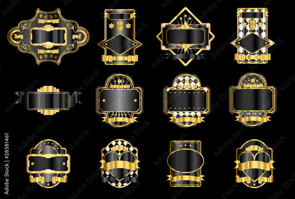 Black & Gold Lables Stock Vector | Adobe Stock