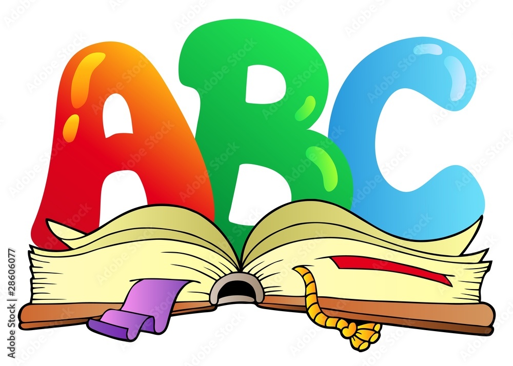Cartoon ABC letters with open book Stock Vector | Adobe Stock