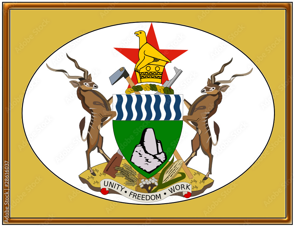Zimbabwe national emblem coat frame Stock Vector | Adobe Stock