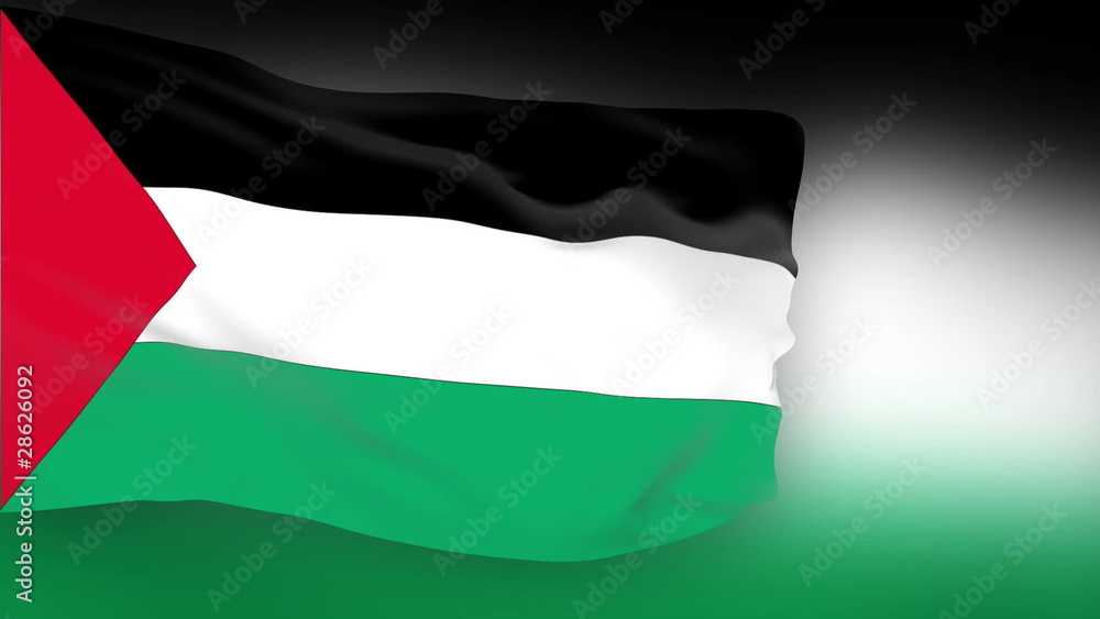Palestine flag slowly waving. Blurred background. Seamless loop. Stock ...