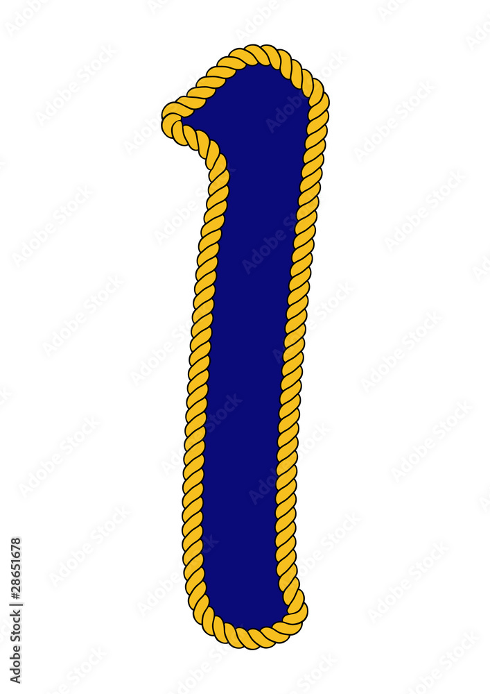 Navy Sailor-Style Rope Alphabet Number 1 Stock Vector | Adobe Stock