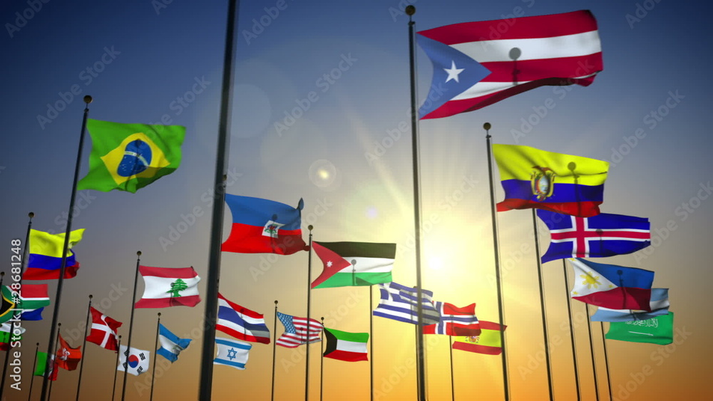 Flags of the Nations Stock Video | Adobe Stock