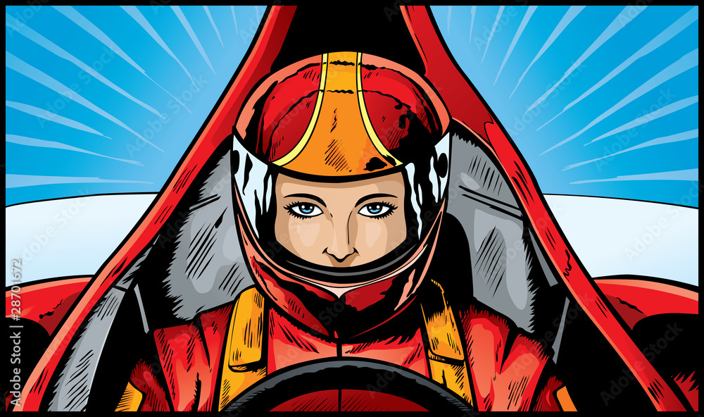 Comic book drawing of an intense Race Car Driver Stock Illustration ...