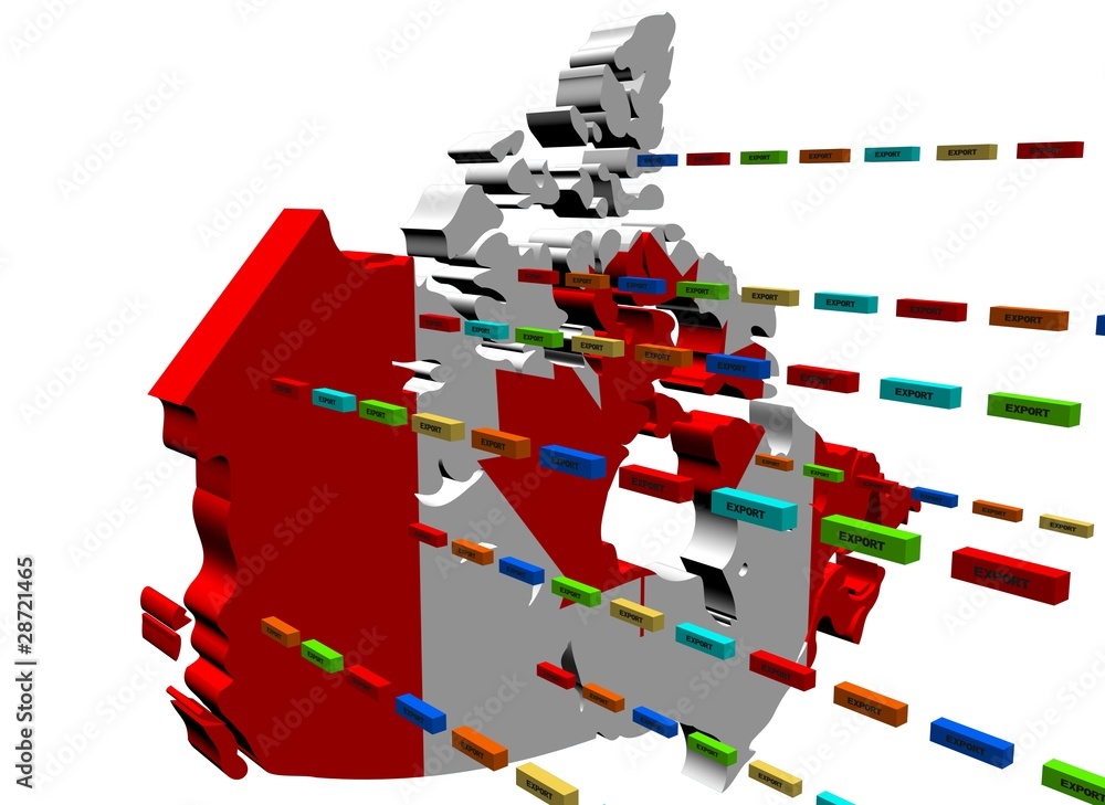 Canada map with lines of export containers illustration Stock ...
