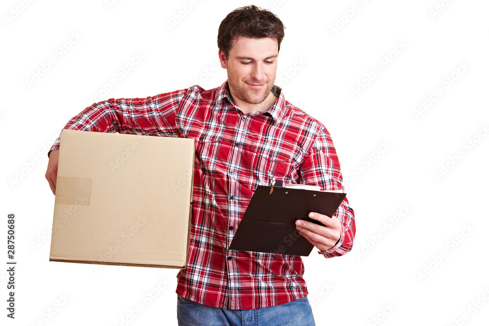 Paketbote bringt Lieferung Stock-Foto | Adobe Stock