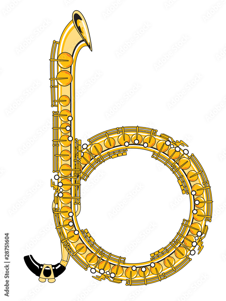 Saxophone-Style Musical Alphabet Letter B Stock Vector | Adobe Stock