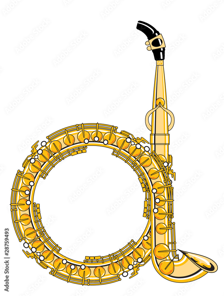 Saxophone-Style Musical Alphabet Letter D Stock Vector | Adobe Stock