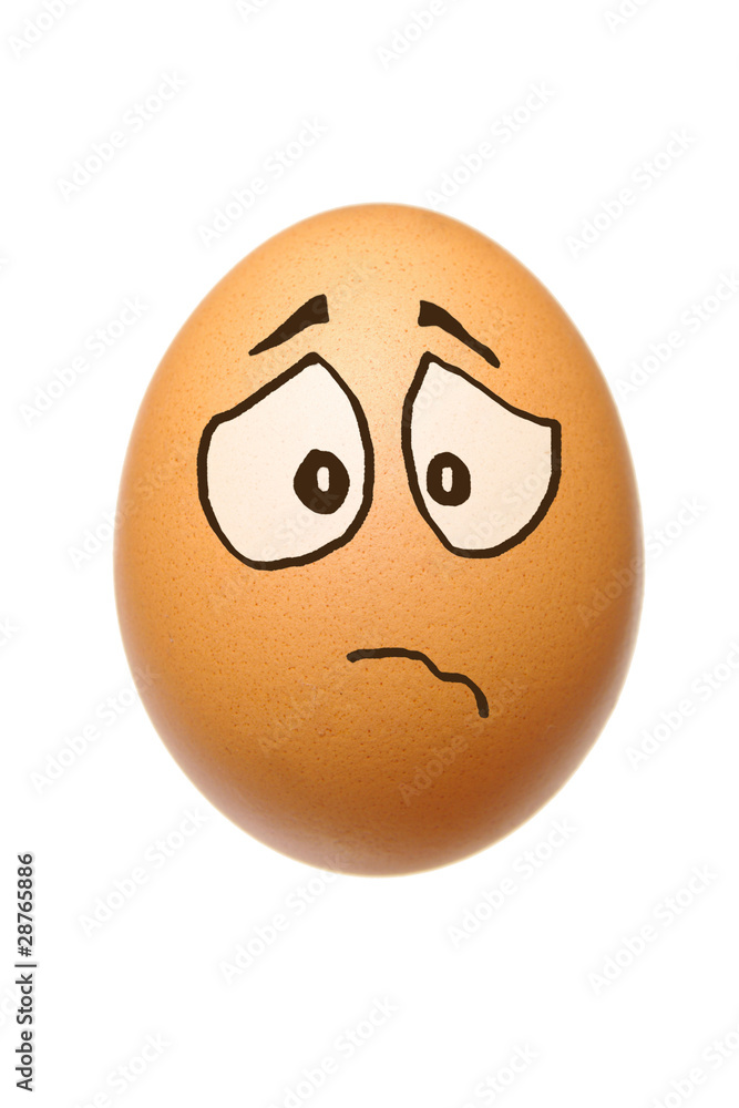 egg with sad face on white Stock Photo | Adobe Stock