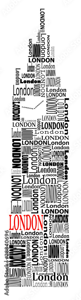 abstract big ben with words London Stock Vector | Adobe Stock