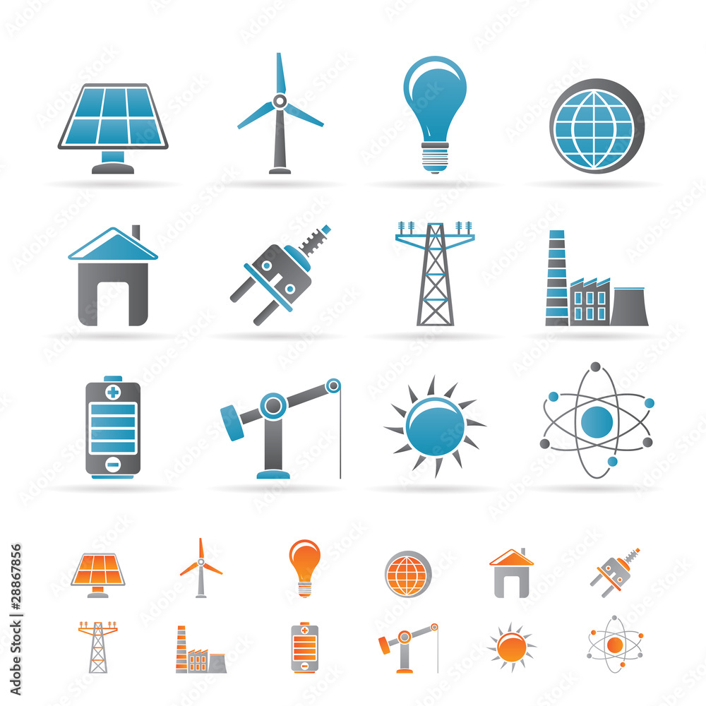 power, energy and electricity icons - vector icon set Stock Vector ...