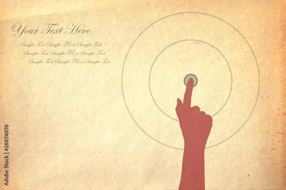 Hand touching screen on old paper texture Stock Photo | Adobe Stock