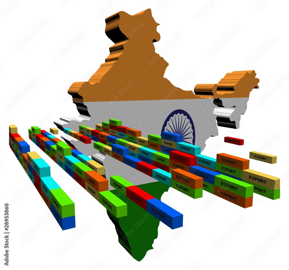 India map with stacks of export containers illustration Stock ...