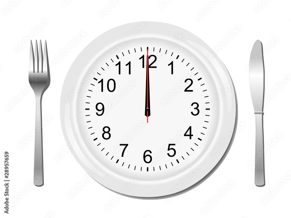 Midi, heure de la pause-repas Illustration Stock | Adobe Stock