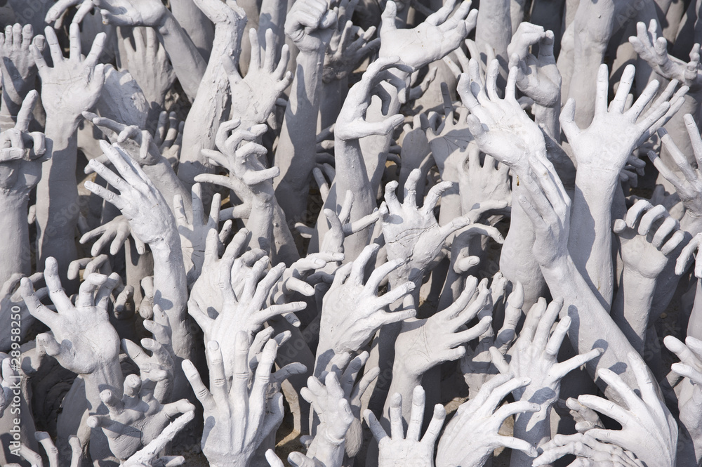 hand sculpture thai temple, Long Khun Temple Chiang Rai Thailand Stock ...