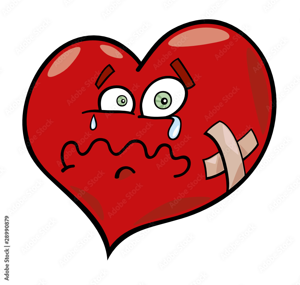 cartoon illustration of broken heart Stock Vector | Adobe Stock