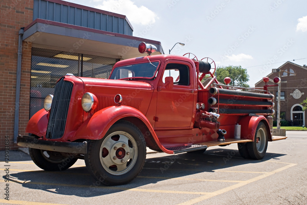 Antique Fire Engine Stock Photo | Adobe Stock