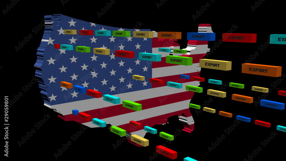 USA map with lines of export containers illustration Stock Video ...