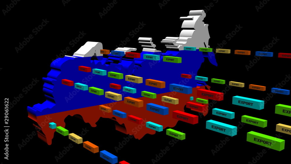 Russia map with lines of export containers illustration Stock Video ...