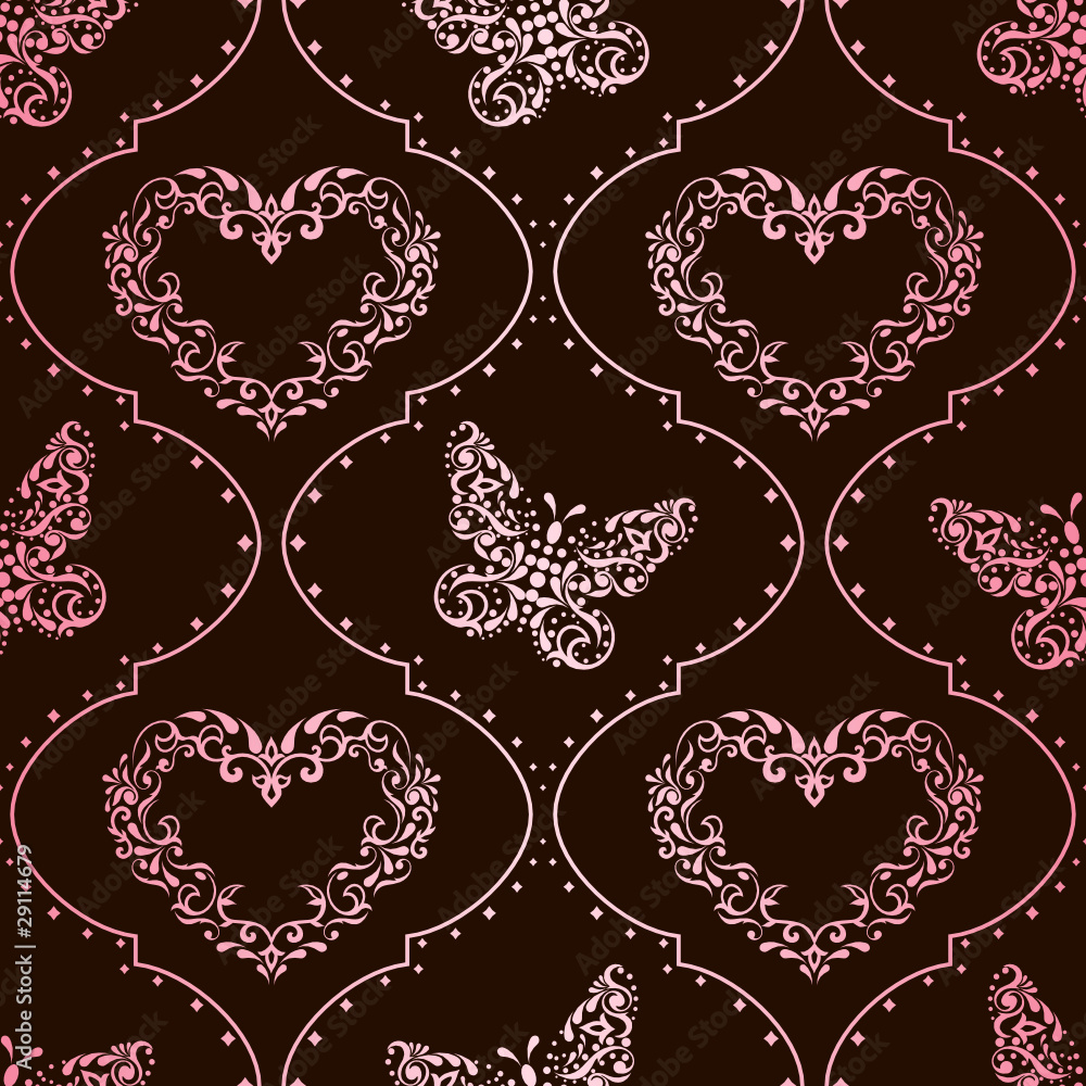 Seamless spring background in pink and brown Stock Vector | Adobe Stock