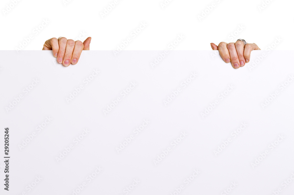 hände halten werbeschild Stock Photo | Adobe Stock