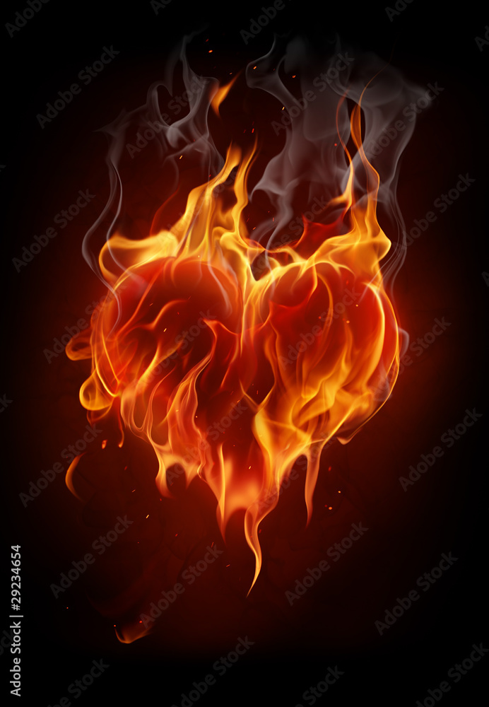 Flaming heart Stock Illustration | Adobe Stock