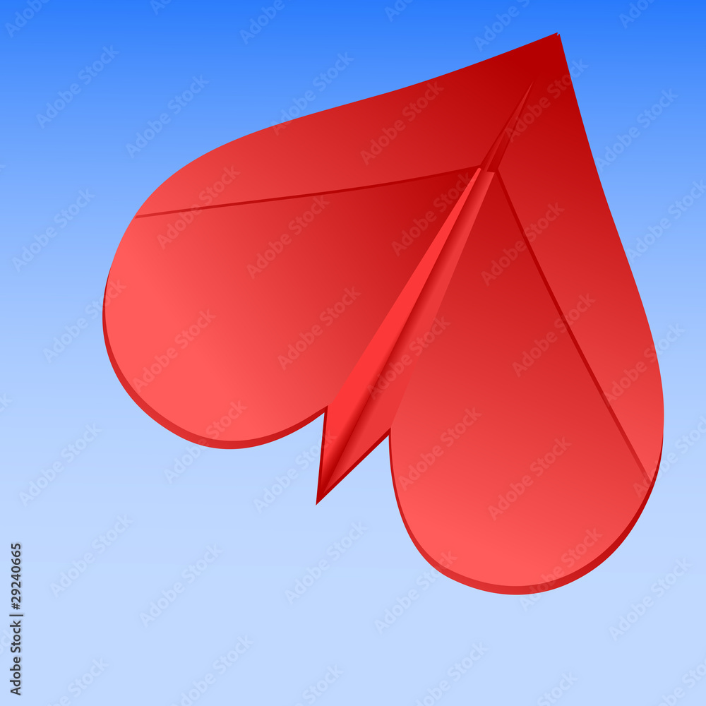 Heart paper airplane Stock Vector | Adobe Stock