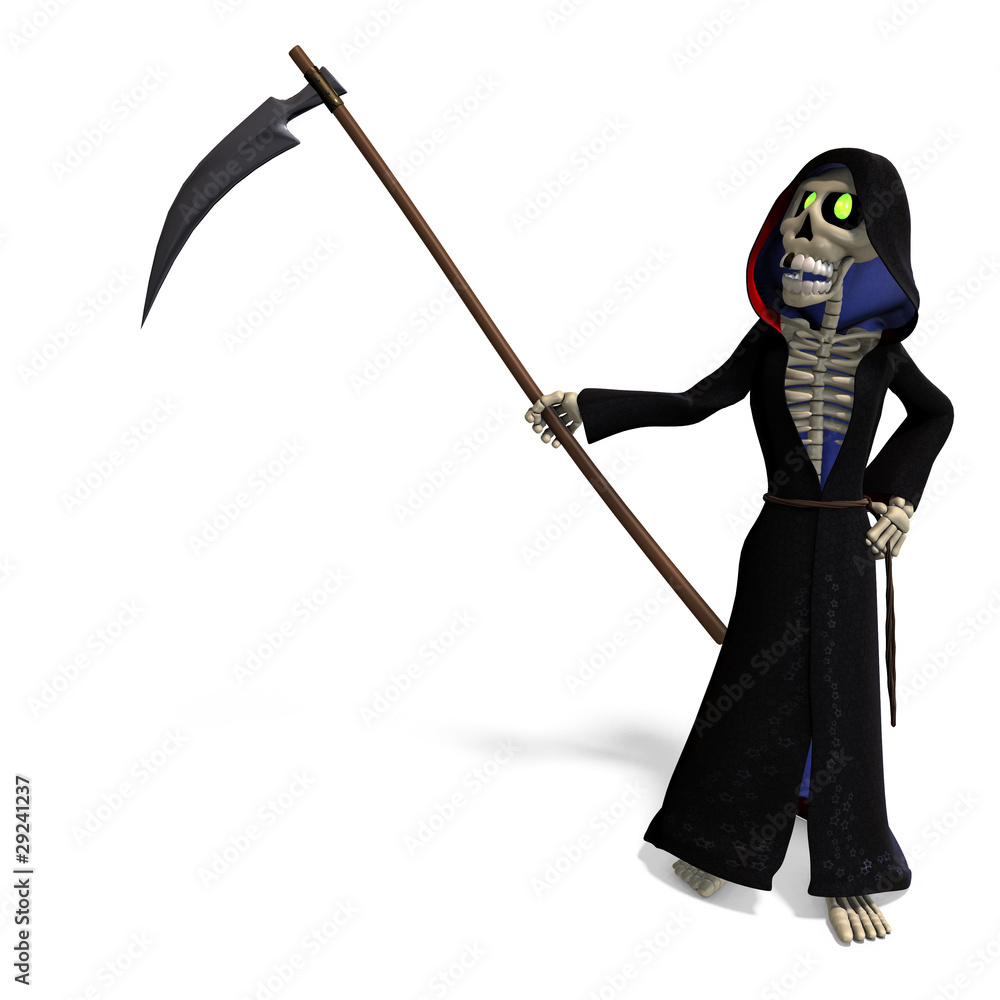 funny cartoon reaper. 3D rendering with clipping path and Stock ...