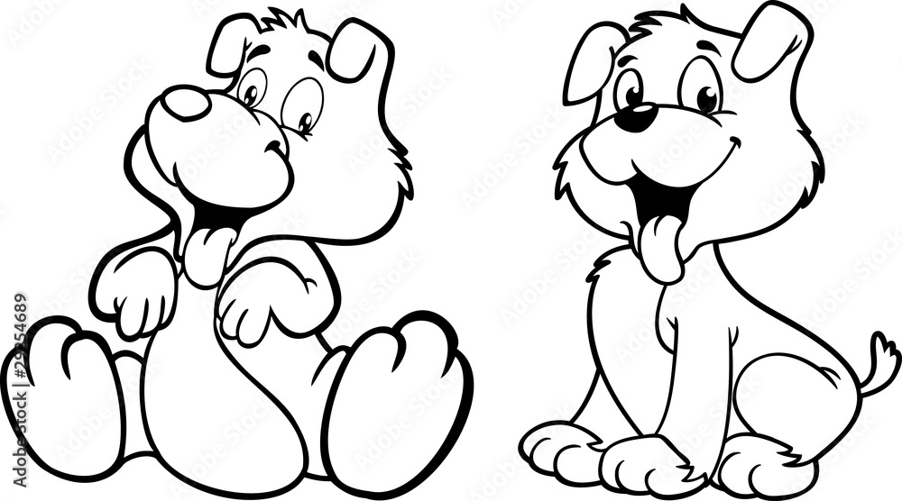cute puppy, black and white version Stock Vector | Adobe Stock