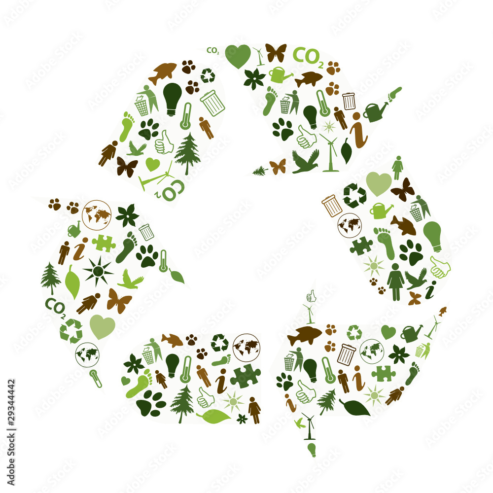 Vetor de RECYCLE SIGN Collage (recycling icons ecology environment ...