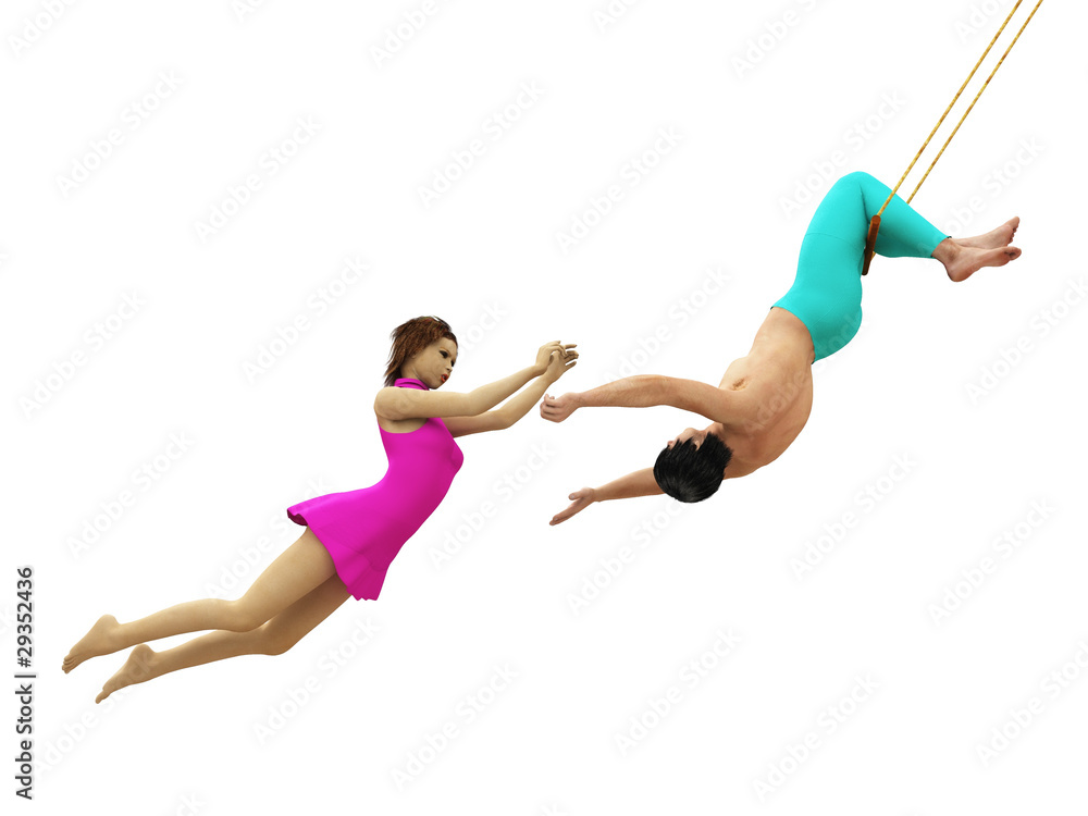 Trapeze artists in flight isolated Stock Illustration | Adobe Stock