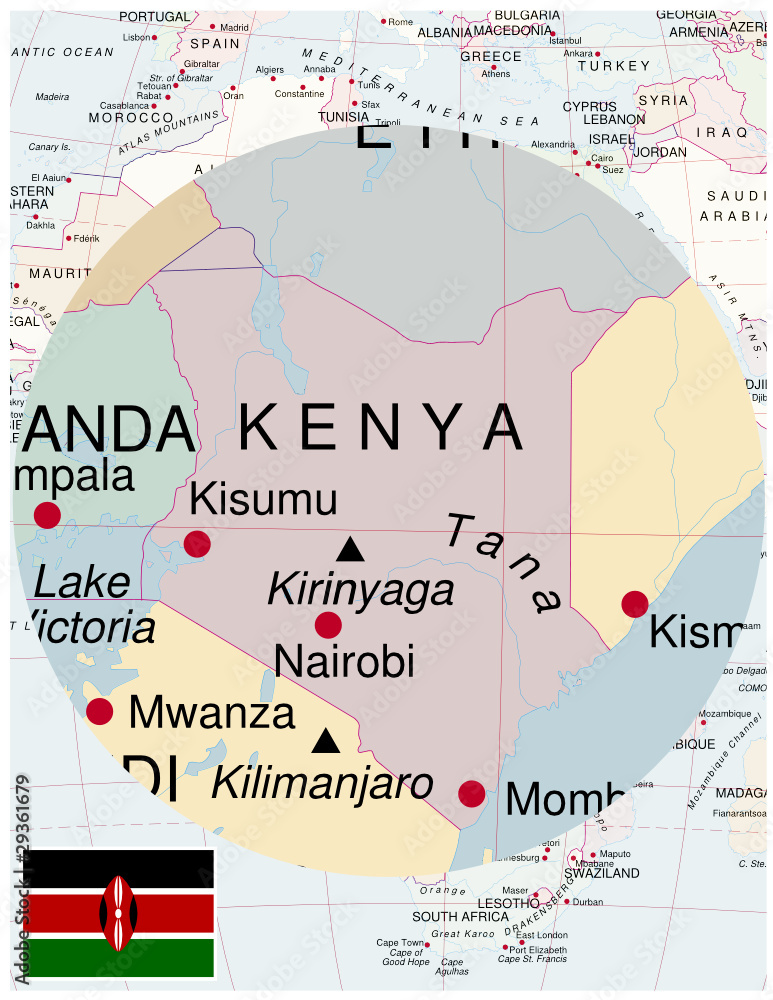 Kenya map africa world business success background Stock Vector | Adobe ...