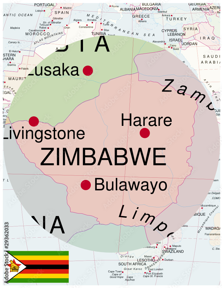 zimbabwe location in africa map