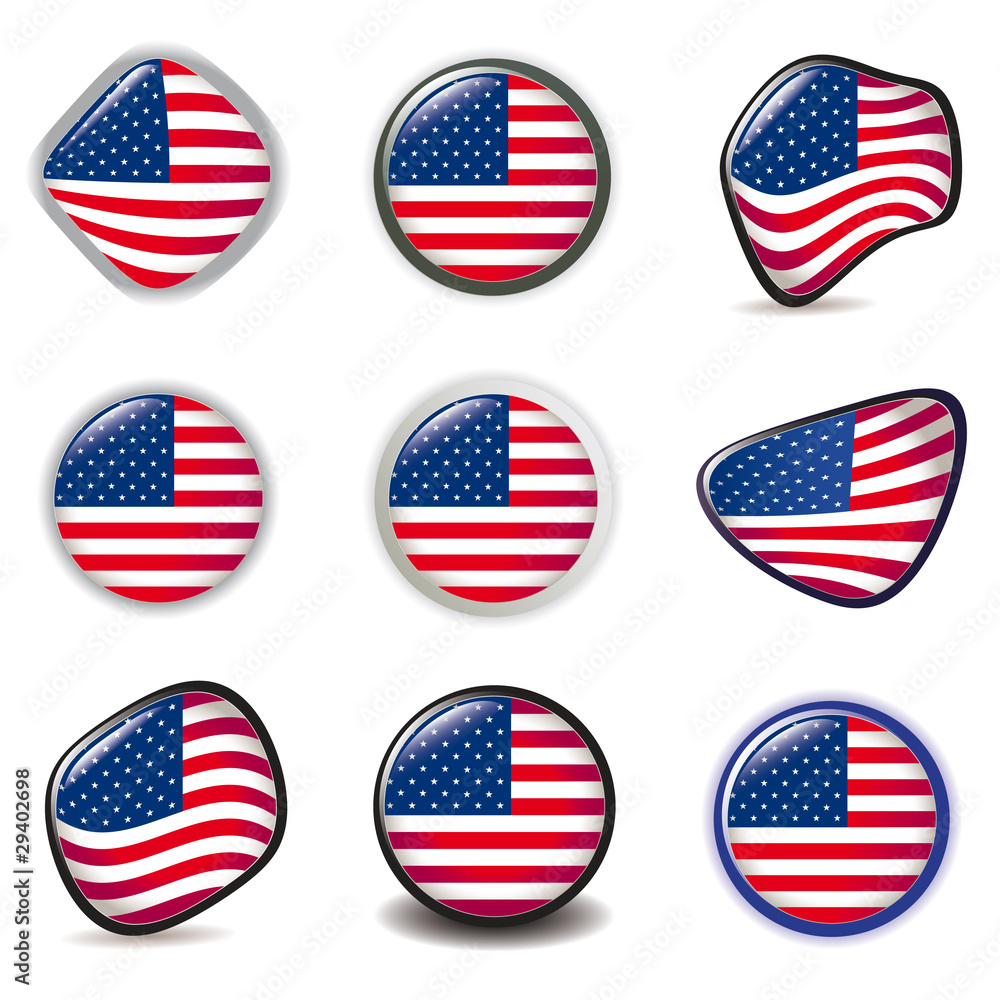 American Flag symbols icons Buttons vector illustration USA Stock ...