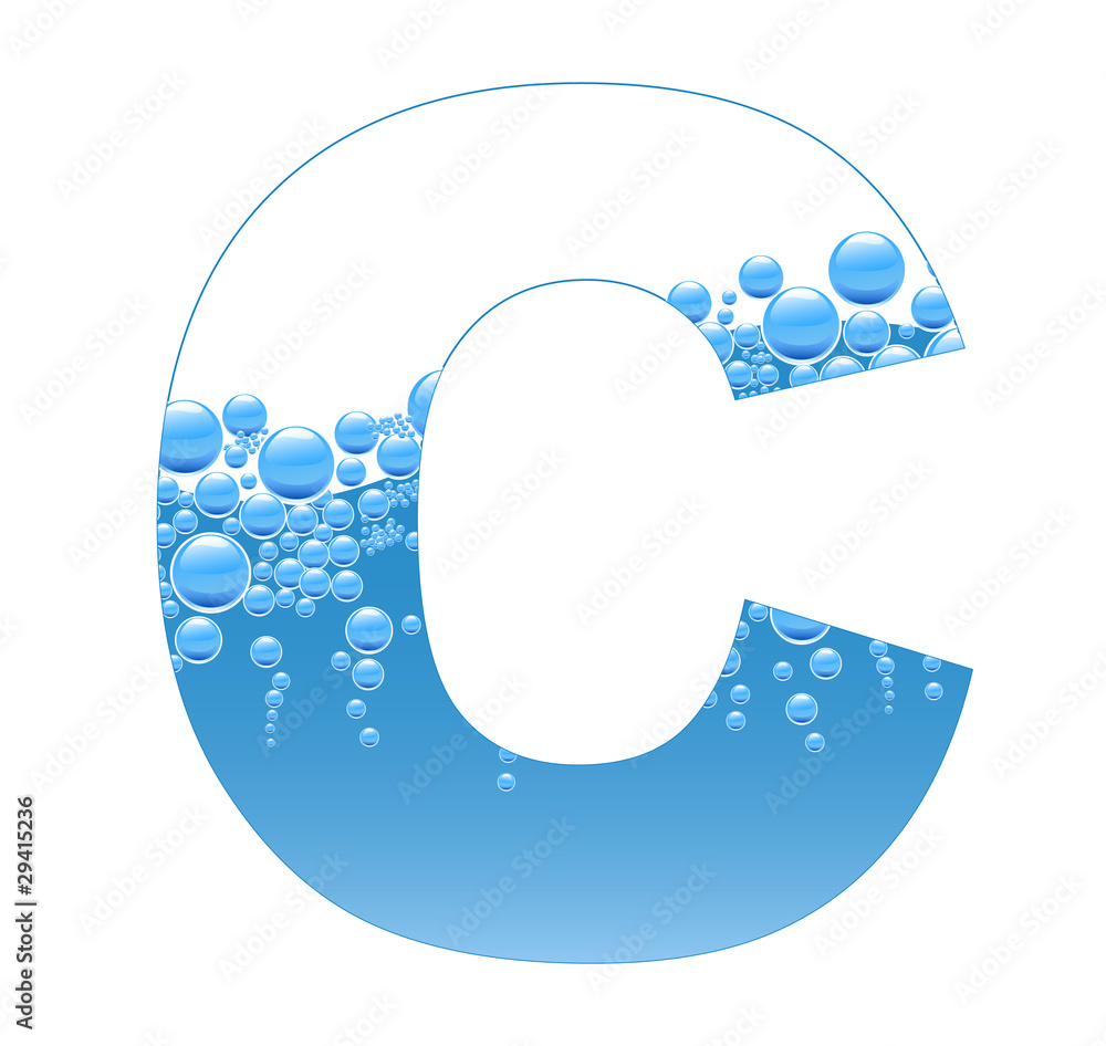 Bubbles and Water Isolated Alphabet Letter C Stock Vector | Adobe Stock