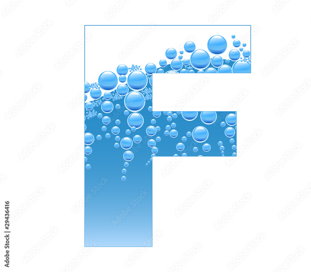 Bubbles and Water Isolated Alphabet Letter F Stock Vector | Adobe Stock