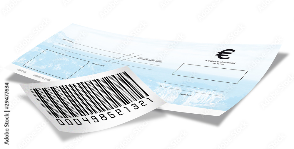 CODE BARRE ET CHEQUE Stock Photo | Adobe Stock