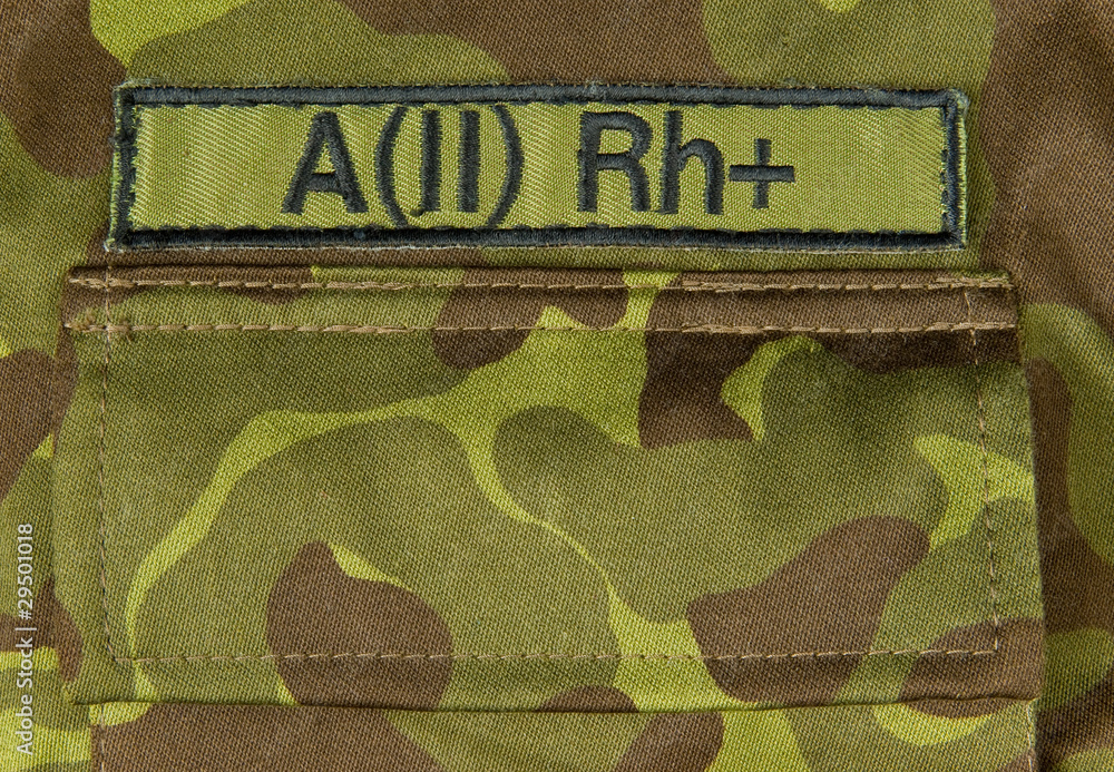 Blood type on military uniform Stock Photo | Adobe Stock