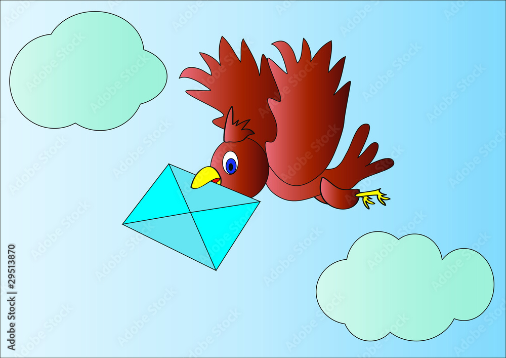 flying bird with letter Stock Illustration | Adobe Stock