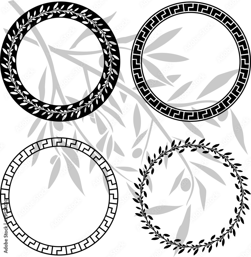 ancient hellenic patterns in rings. stencils Stock Vector | Adobe Stock