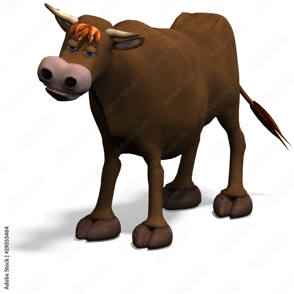 cute and funny cartoon bull. 3D rendering with clipping path Stock ...