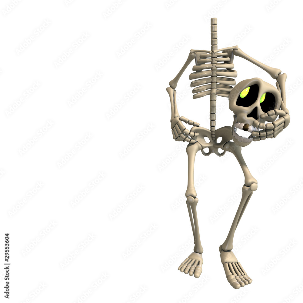 very funny cartoon skeleton. 3D rendering with clipping path Stock ...