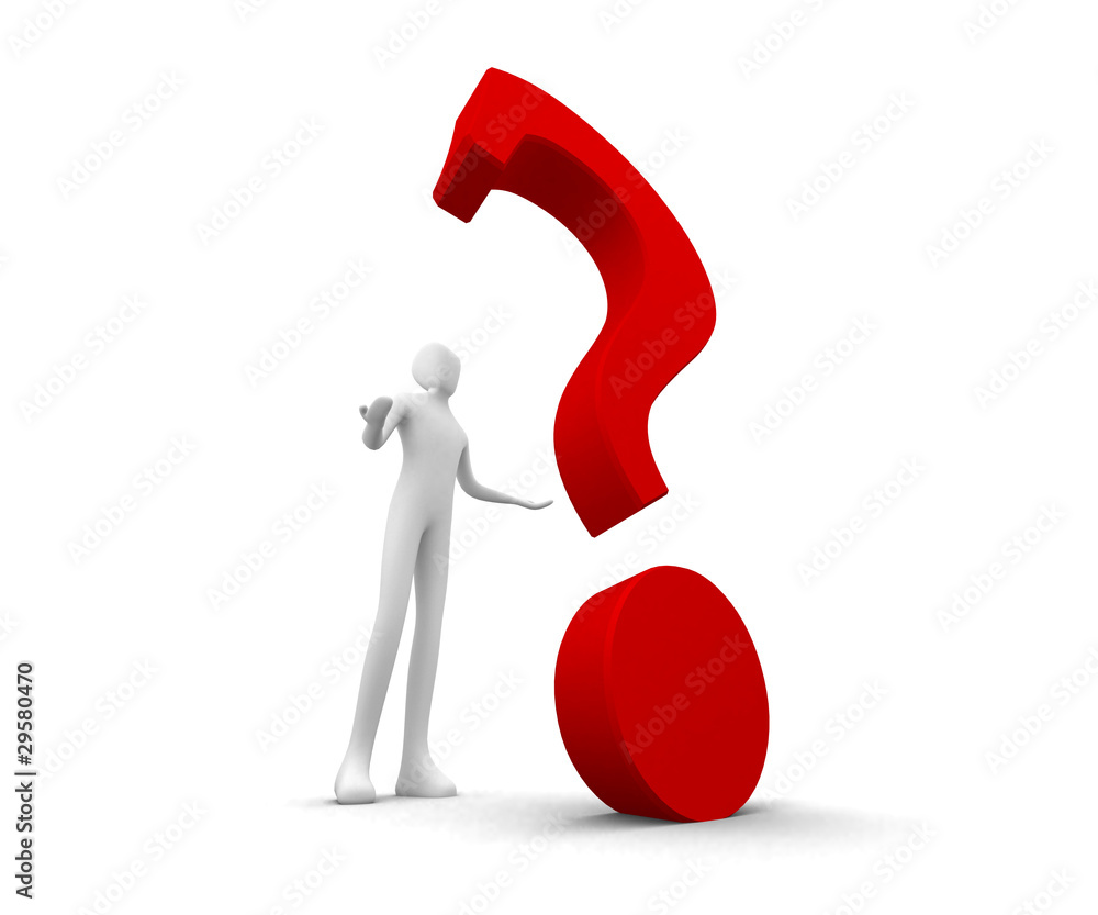 3d human and a red question mark - The big question Stock Illustration ...