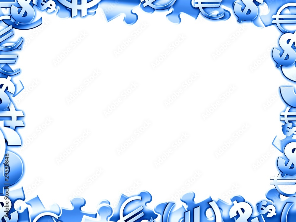 money blue concept illustartion border frame isolated on white Stock ...