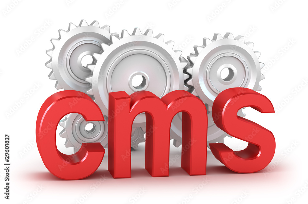 cms word with cogs in background isolated on white Stock-Illustration ...