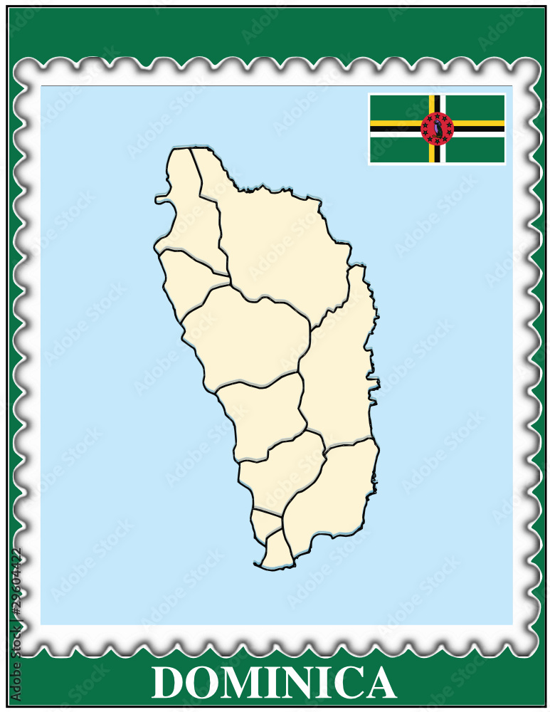 Dominica national emblem map coat flag business background Stock Vector ...