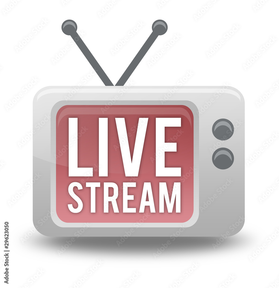 Cartoon-style TV Icon with "Live Stream" wording on screen Stock ...