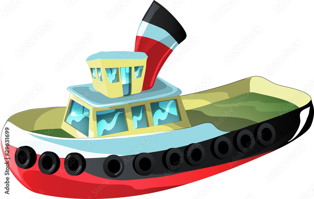 Cartoon Tug Boat Stock Vector | Adobe Stock