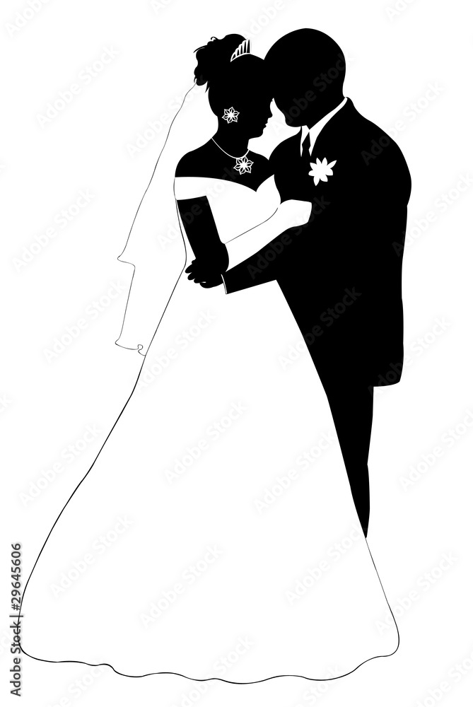 African American Bride And Groom Silhouette